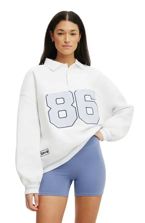 Cotton:on Active Plush Oversized Rugby Sweatshirt - White