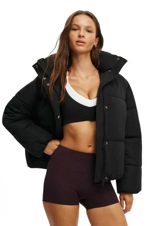 Cotton:on Active The Mother Puffer Removable Hood Jacket - Black
