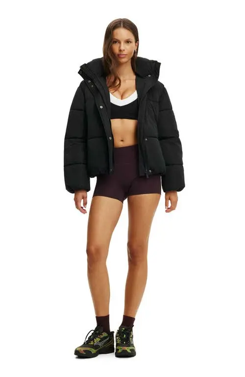 Cotton:on Active The Mother Puffer Removable Hood Jacket - Black