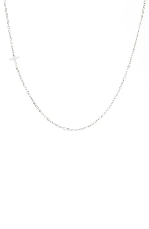 MINT & LILY Dainty Sideways Cross Necklace - Silver