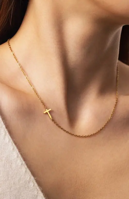 MINT & LILY Dainty Sideways Cross Necklace - Silver