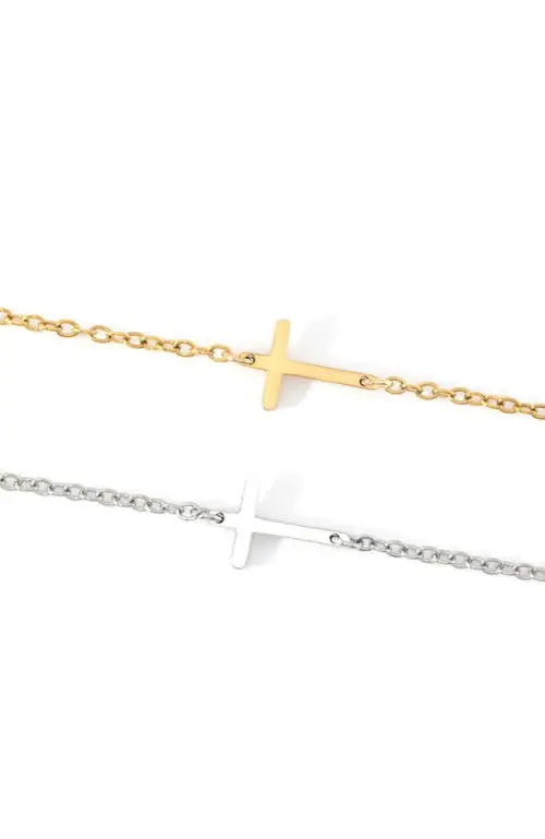 MINT & LILY Dainty Sideways Cross Necklace - Silver