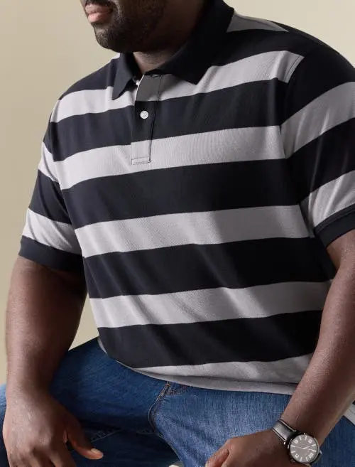 HARBOR BAY BY DXL Big & Tall Large Striped Polo Shirt