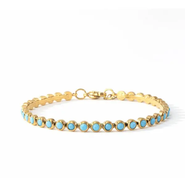 MINT & LILY Turquoise Bezel Set Tennis Bracelet - Gold