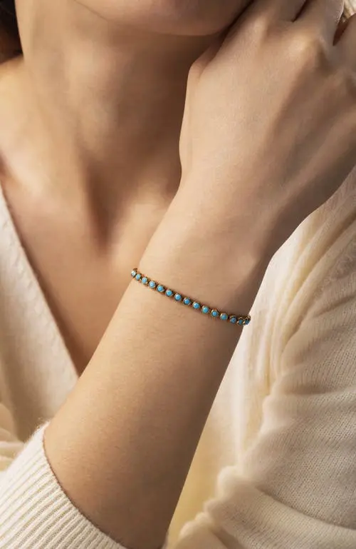 MINT & LILY Turquoise Bezel Set Tennis Bracelet - Gold
