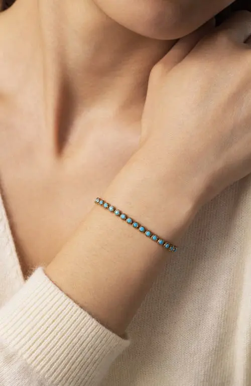 MINT & LILY Turquoise Bezel Set Tennis Bracelet - Gold