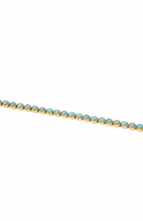 MINT & LILY Turquoise Bezel Set Tennis Bracelet - Gold