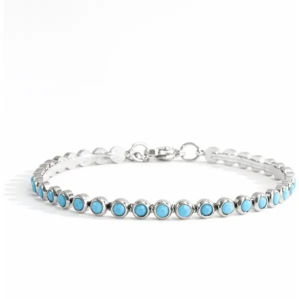 MINT & LILY Turquoise Bezel Set Tennis Bracelet - Silver