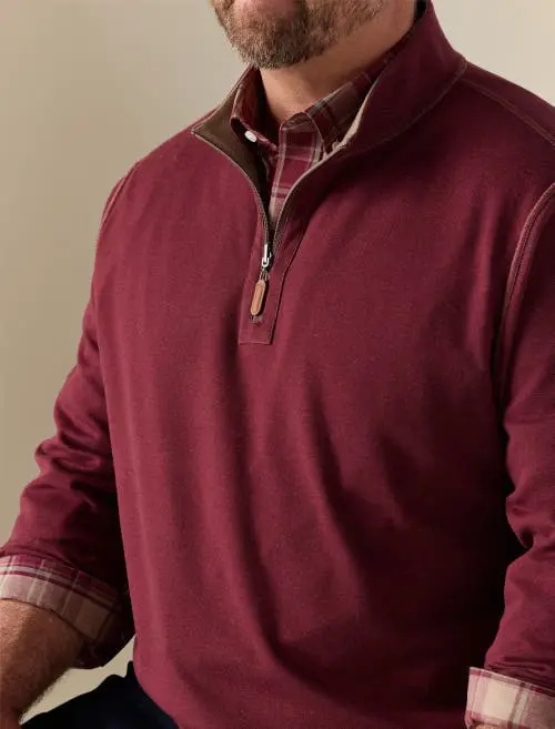 OAK HILL BY DXL Big & Tall 1/4-zip Tech Reversible Pullover - Windsor Wine