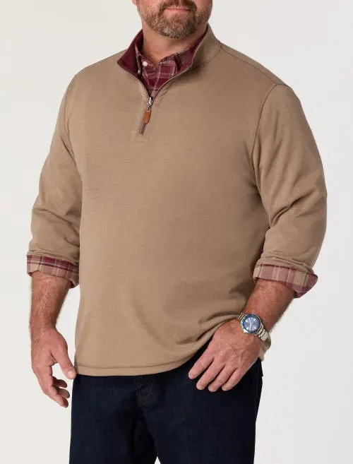OAK HILL BY DXL Big & Tall 1/4-zip Tech Reversible Pullover - Windsor Wine