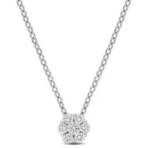 JULIANNA B. Lab-grown Diamond Floral Cluster Necklace Silver