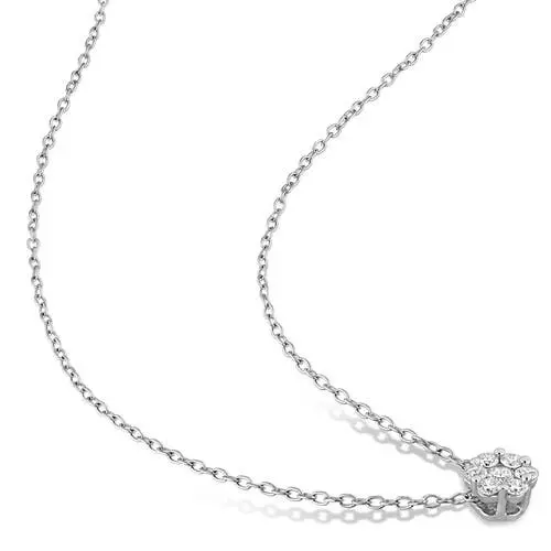 JULIANNA B. Lab-grown Diamond Floral Cluster Necklace Silver