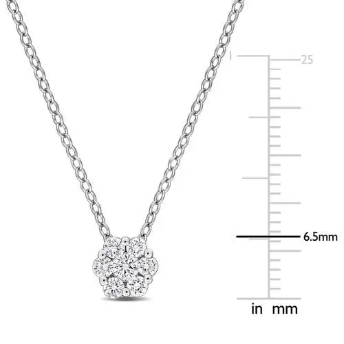 JULIANNA B. Lab-grown Diamond Floral Cluster Necklace Silver