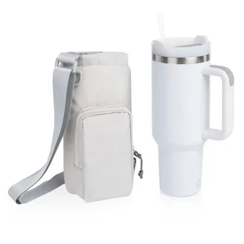 ONIVA Eclipse Tumbler Tote With 40oz Stainless Travel Mug - Gray & White