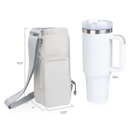 ONIVA Eclipse Tumbler Tote With 40oz Stainless Travel Mug - Gray & White