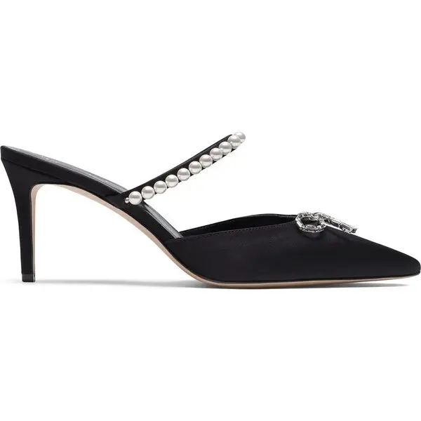 ZENA ZIORA Philippa 75 Pearl Stiletto Mule - Black