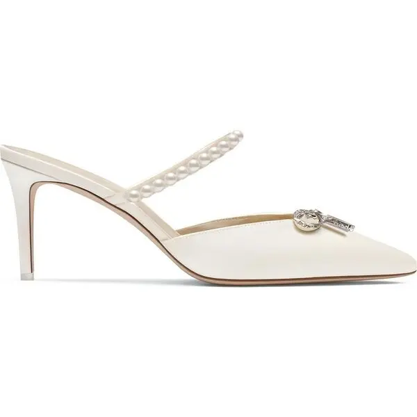 ZENA ZIORA Philippa 75 Pearl Stiletto Mule - Ivory
