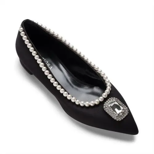 ZENA ZIORA The Dame Pearl Ballerina Flat - Black