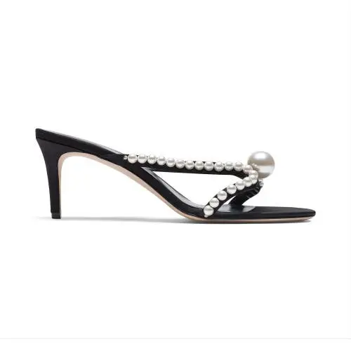 ZENA ZIORA Her Grace 60 Pearl Stiletto Sandal - Black