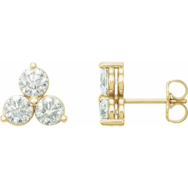 IVY & PEARL CO. 1/4 Ct Lab-grown Diamond Three-stone Earrings In 14k Gold - White