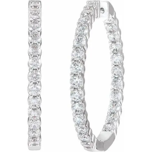 IVY & PEARL CO. 4 Ct Lab-grown Diamond Hoop Earrings In 14k Gold - White
