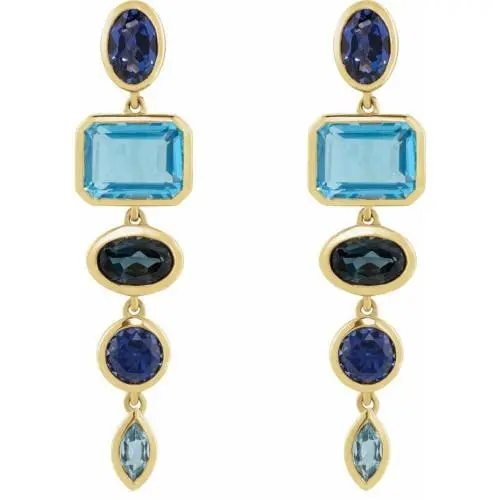 IVY & PEARL CO. Sapphire & Topaz Dangle Earrings