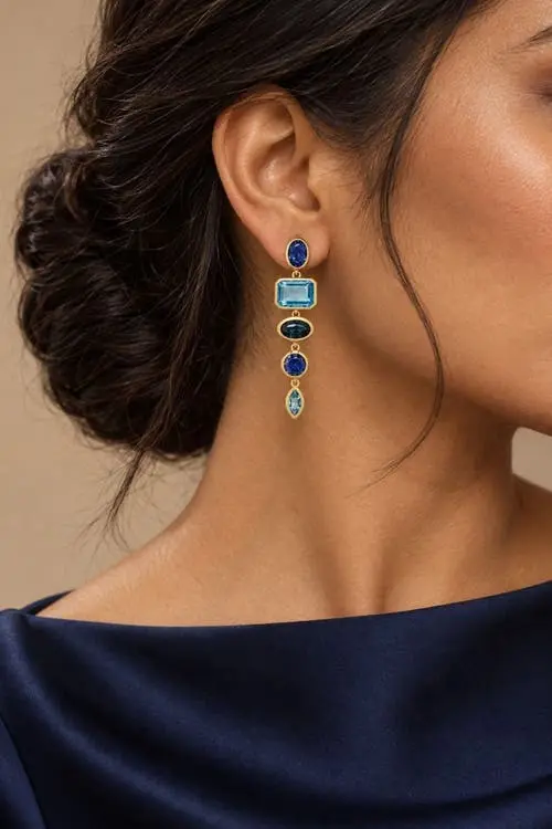 IVY & PEARL CO. Sapphire & Topaz Dangle Earrings