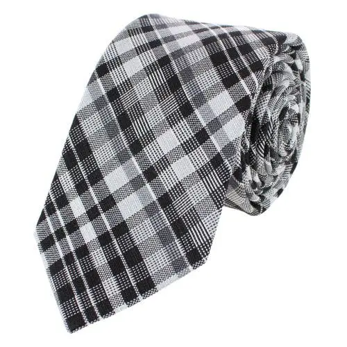 Trafalgar Zeno And White Patterned Business Wool Blend Necktie - Black