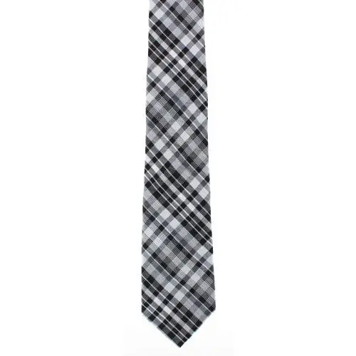 Trafalgar Zeno And White Patterned Business Wool Blend Necktie - Black