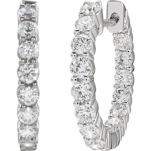 IVY & PEARL CO. 2 Ct Lab-grown Diamond Hoop Earrings In 14k Gold - White