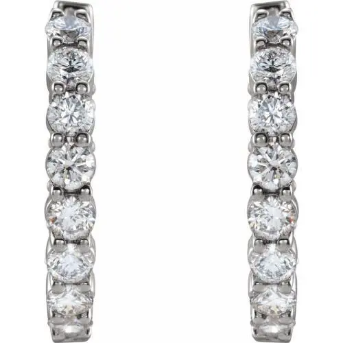 IVY & PEARL CO. 2 Ct Lab-grown Diamond Hoop Earrings In 14k Gold