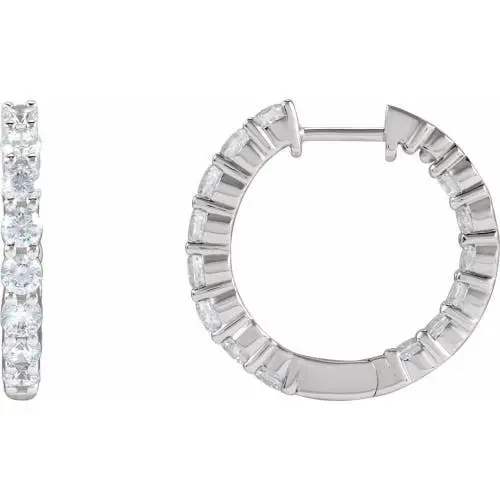 IVY & PEARL CO. 2 Ct Lab-grown Diamond Hoop Earrings In 14k Gold