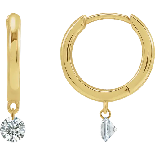 IVY & PEARL CO. 1/3 Ct Drilled Natural Diamond Hinged Hoop Earrings