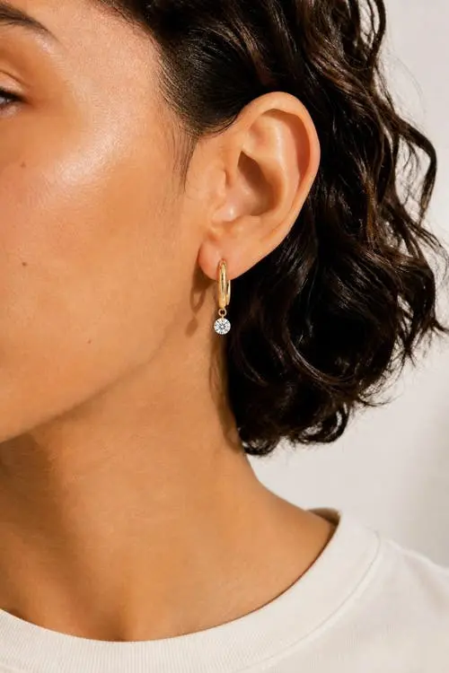 IVY & PEARL CO. 1/3 Ct Drilled Natural Diamond Hinged Hoop Earrings