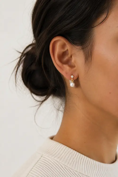 IVY & PEARL CO. Akoya Pearl & .06 Ct Natural Diamond Earrings
