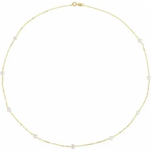 IVY & PEARL CO. Freshwater Pearl Station Necklace