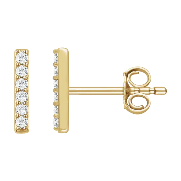 IVY & PEARL CO. 1/10 Ct Natural Diamond Stud Bar Earrings