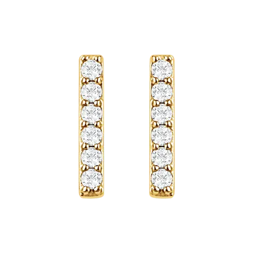 IVY & PEARL CO. 1/10 Ct Natural Diamond Stud Bar Earrings