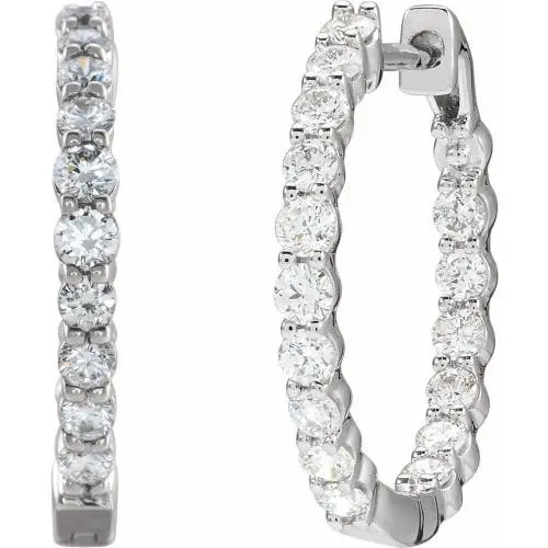 IVY & PEARL CO. 1 Ct Lab-grown Diamond Hoop Earrings In 14k Gold - White