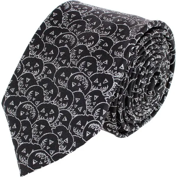 Trafalgar Jack O'lantern Smiley Halloween Novelty Silk Necktie - Black