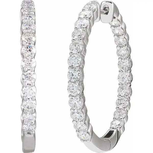 IVY & PEARL CO. 3 Ct Lab-grown Diamond Hoop Earrings In 14k Gold - White