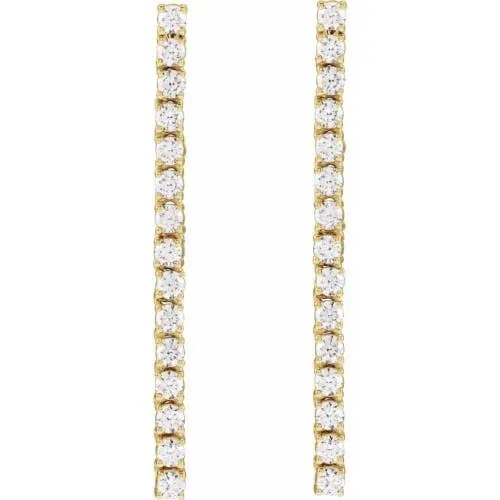 IVY & PEARL CO. 3/4 Ct Natural Diamond Bar Earrings