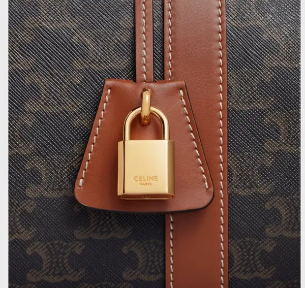Celine Medium Travel Bag In Triomphe Canvas And Calfskin - Tan