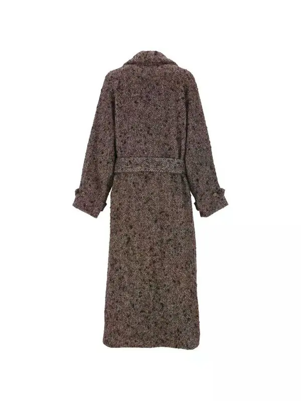 KRISTINA TI Herringbone-pattern Belted Coat