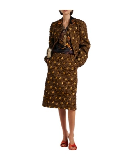 Dries Van Noten Embellished Floral Cloqué Midi Skirt