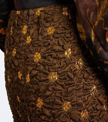 Dries Van Noten Embellished Floral Cloqué Midi Skirt