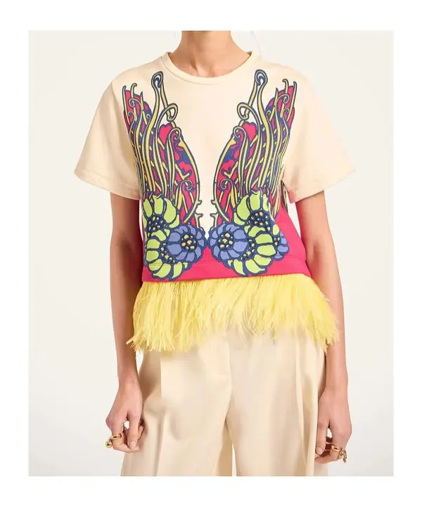 La DoubleJ La Scala Floral Feather T-shirt