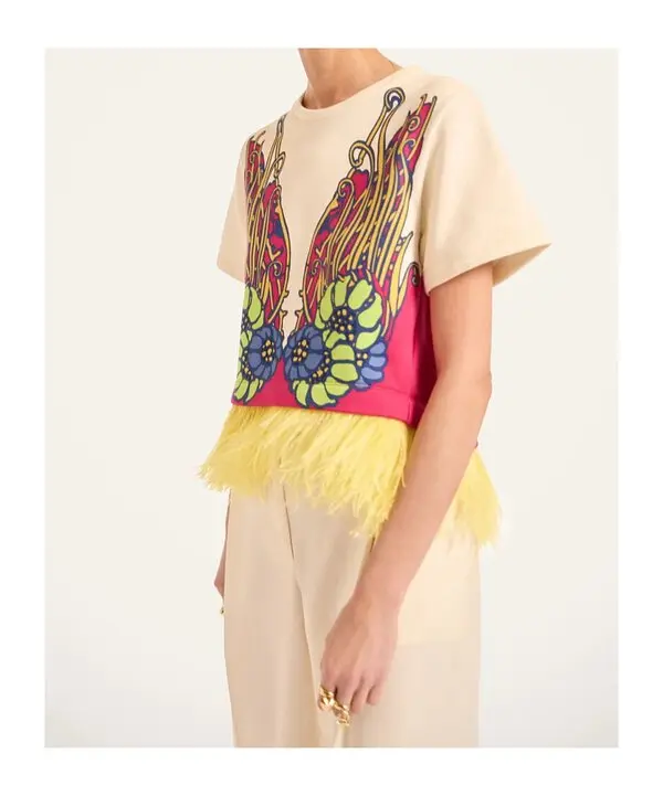 La DoubleJ La Scala Floral Feather T-shirt