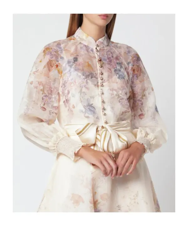 Zimmermann Long-sleeve Shirt With A Stand-up Collar