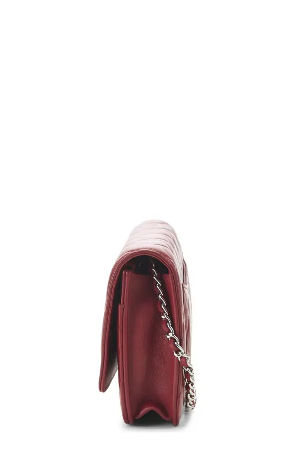 Chanel Lambskin Classic Quilted Wallet On Chain - Red